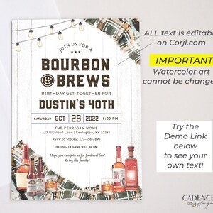 Bourbon and Brews Birthday Invitation, 30th, 40th, 50th, 60th Birthday ...