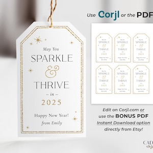 Happy New Year Gift Tag 2025, Printable New Years Tag, Editable New ...