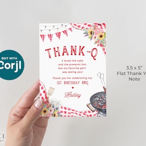 Birthday BBQ Thank You Cards, 1st Birthday BBQ Thank You Notes ...