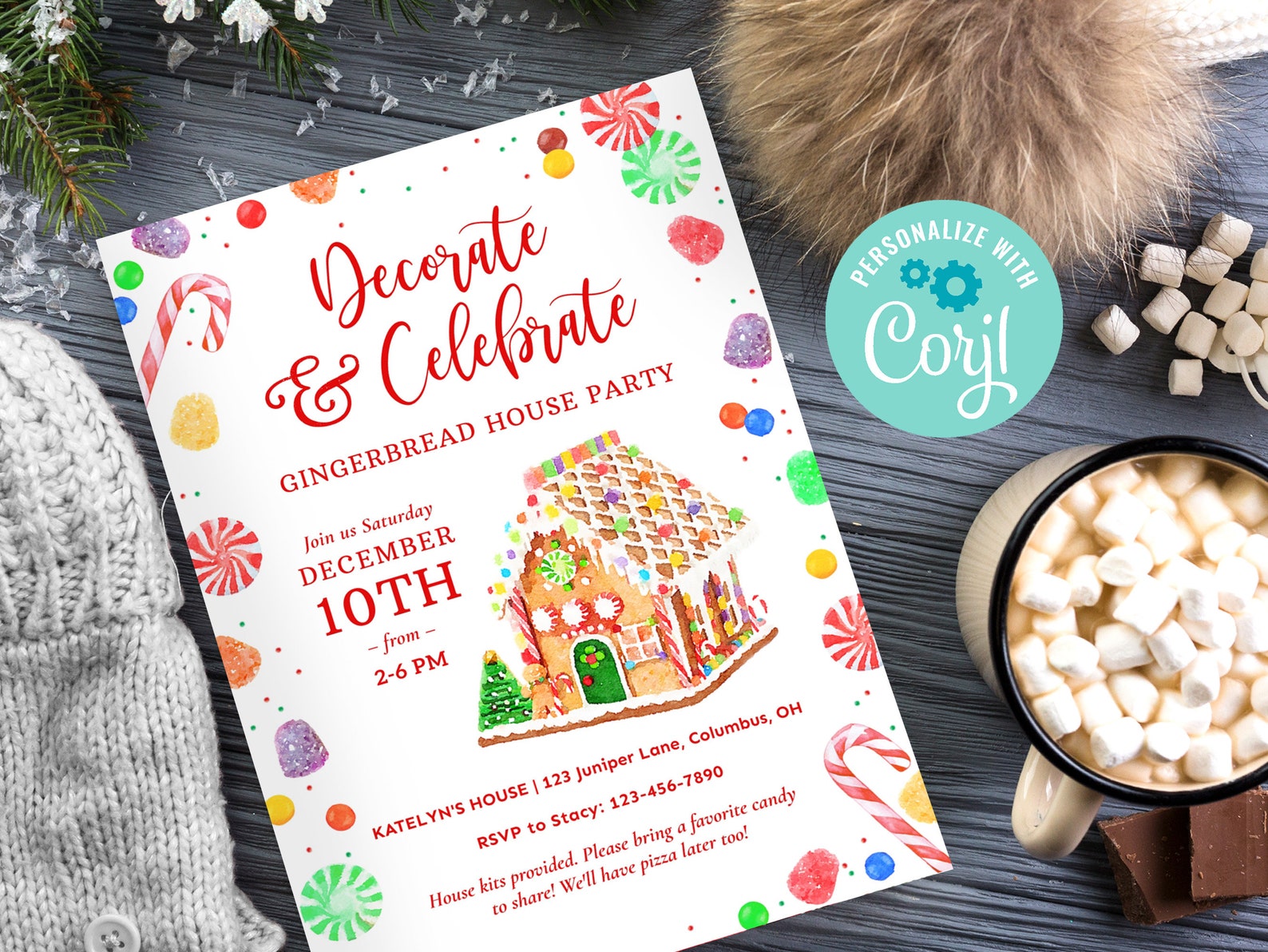 Gingerbread House Party Invitation Fun Holiday Party - Etsy