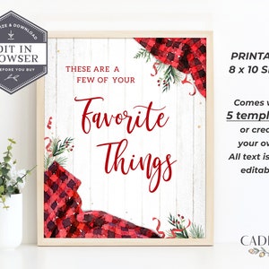 Favorite Things Party Signs, Favorite Things Party Decor, 8 X 10 ...