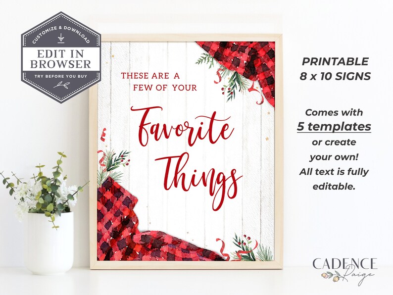 Favorite Things Party Signs Favorite Things Party Decor 8 X - Etsy