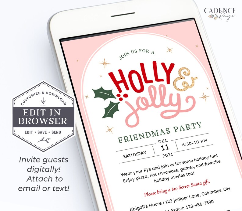 Friendmas Party Invitation Kids Christmas PJ Party - Etsy