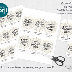 Happy New Year Gift Tag, Printable New Years Tag, Editable New Years ...