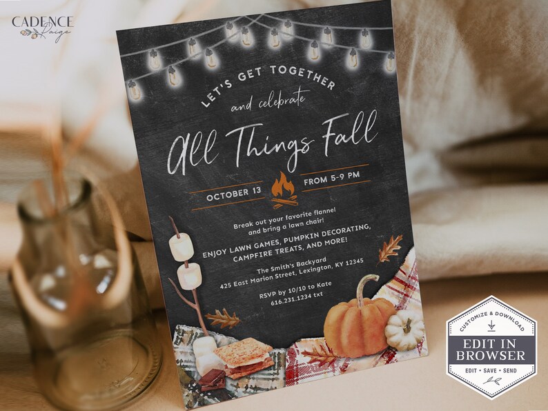 Fall Celebration Party Invitation Neighborhood Fall Party - Etsy