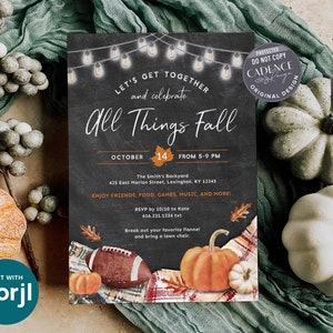 Fall Party Invitation, Football Fall Block Party Invitation ...