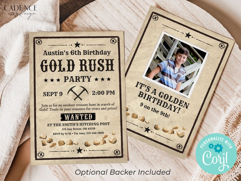 Golden Birthday Invitation Gold Rush Birthday Invite Unique - Etsy