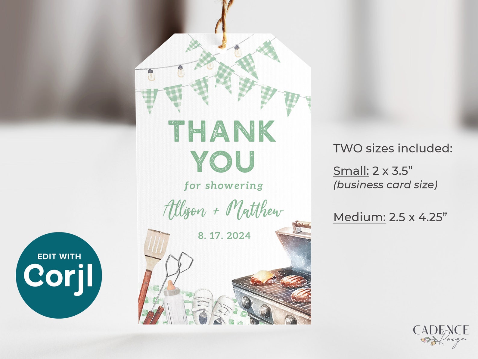 Printable Bun in the Oven Favor Tags Babyq Green Baby Shower BBQ Favors ...