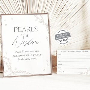 Pearls and Prosecco Advice Cards and Signs, Pearls of Wisdom and Wishes ...