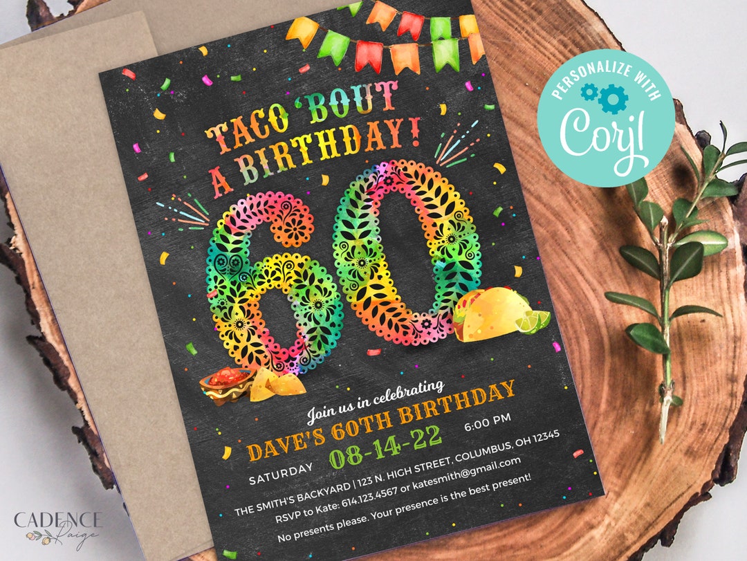 60th Birthday Party Invitation, 60th Fiesta Invite for a Man, Look Who ...