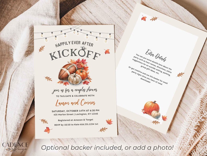 Football Couples Shower Invitation, Tailgate and Celebrate, Happily ...
