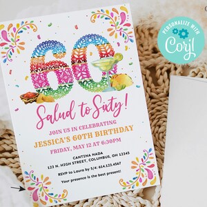 60th Birthday Invitation Fiesta Theme, Salud to 60 Invitation, 60th ...