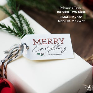 Printable Merry Everything Gift Tags, Personalized Holiday Gift Tags ...