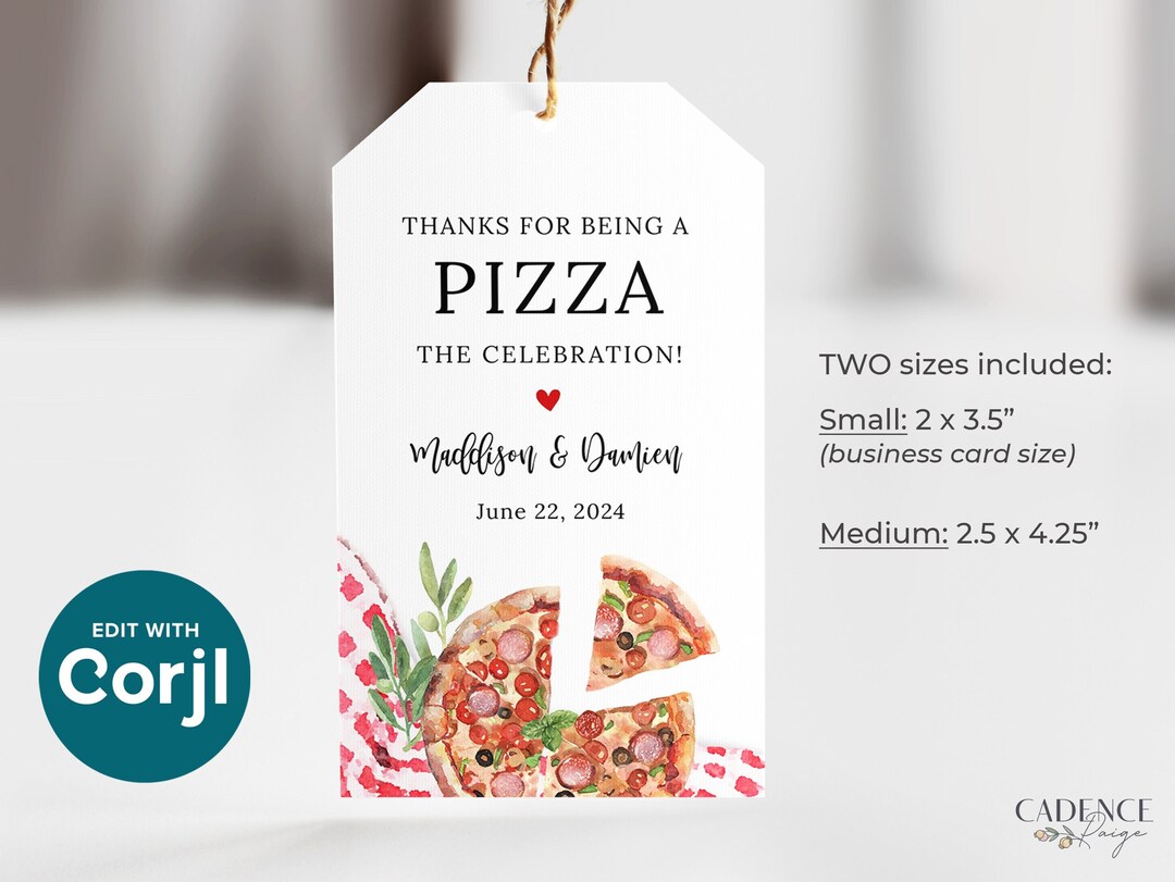 Pizza Favor Tags, Pizza Thank You Tags, Printable Pizza Favors, Italian ...