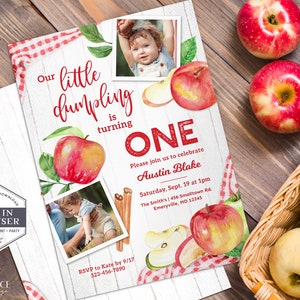 Apple Theme First Birthday, Apple Pie First Birthday Invite, Apple ...