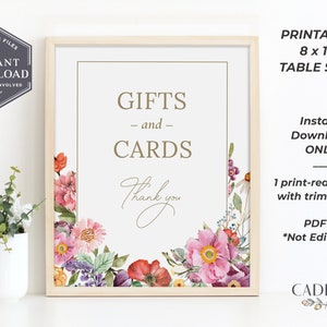 8 X 10 Gift Table Sign, Bridal Shower Tea Gift Table Sign, Printable ...