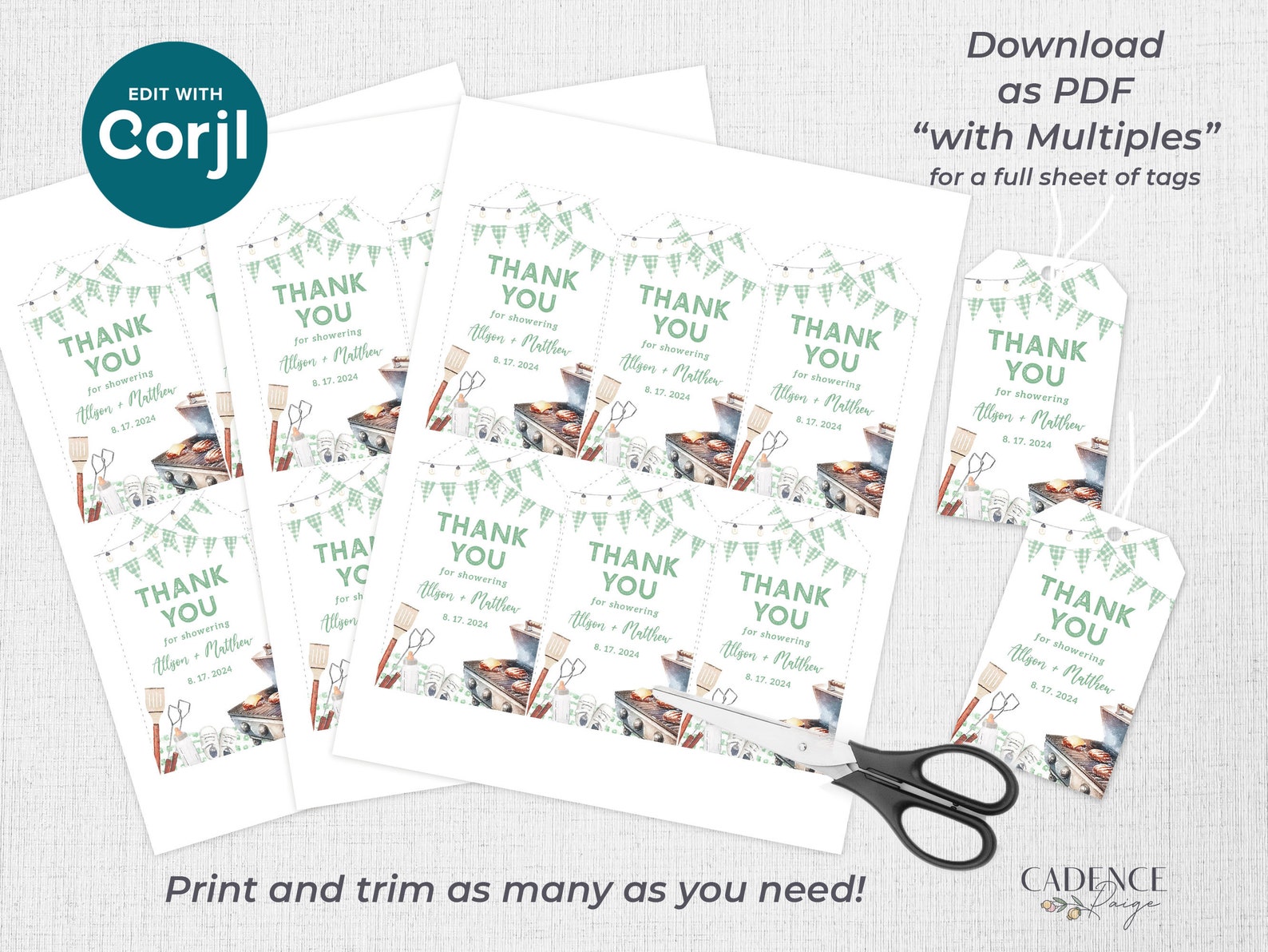 Printable Bun in the Oven Favor Tags Babyq Green Baby Shower BBQ Favors ...