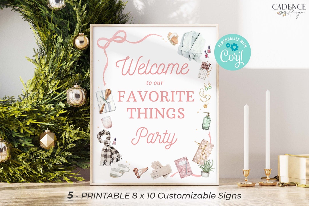 Pink Favorite Things Signs, Favorite Things Party Decor, 8 X 10 Party ...