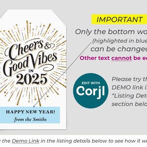 Happy New Year Gift Tag, Printable New Years Tag, Editable New Years ...