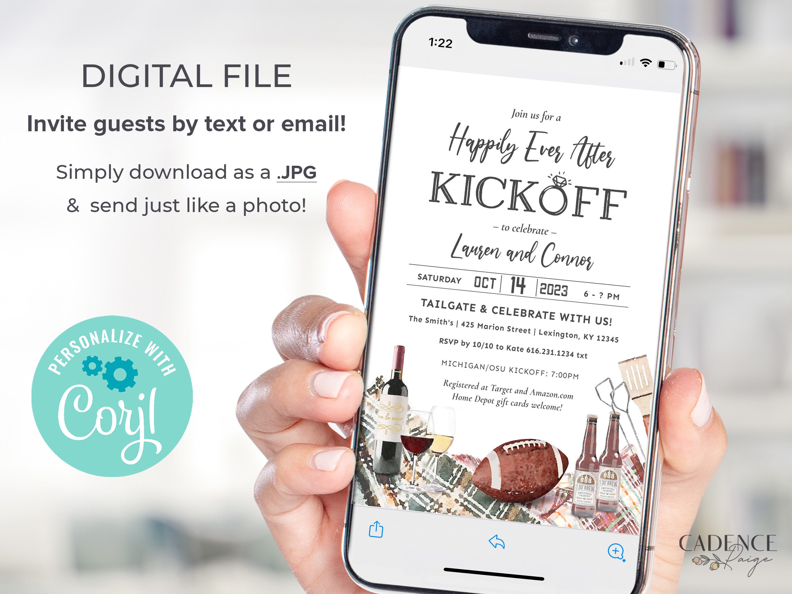 Football Engagement Party Invite, Tailgate Couples Shower Invite ...