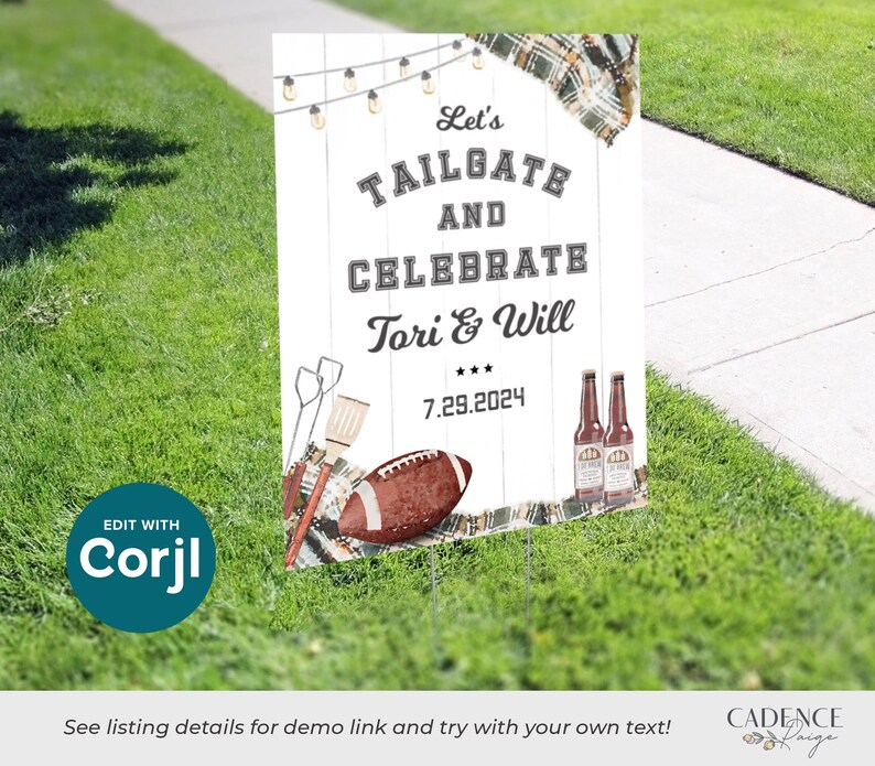 Tailgate and Celebrate Welcome Sign, Tailgate Couples Shower Welcome ...