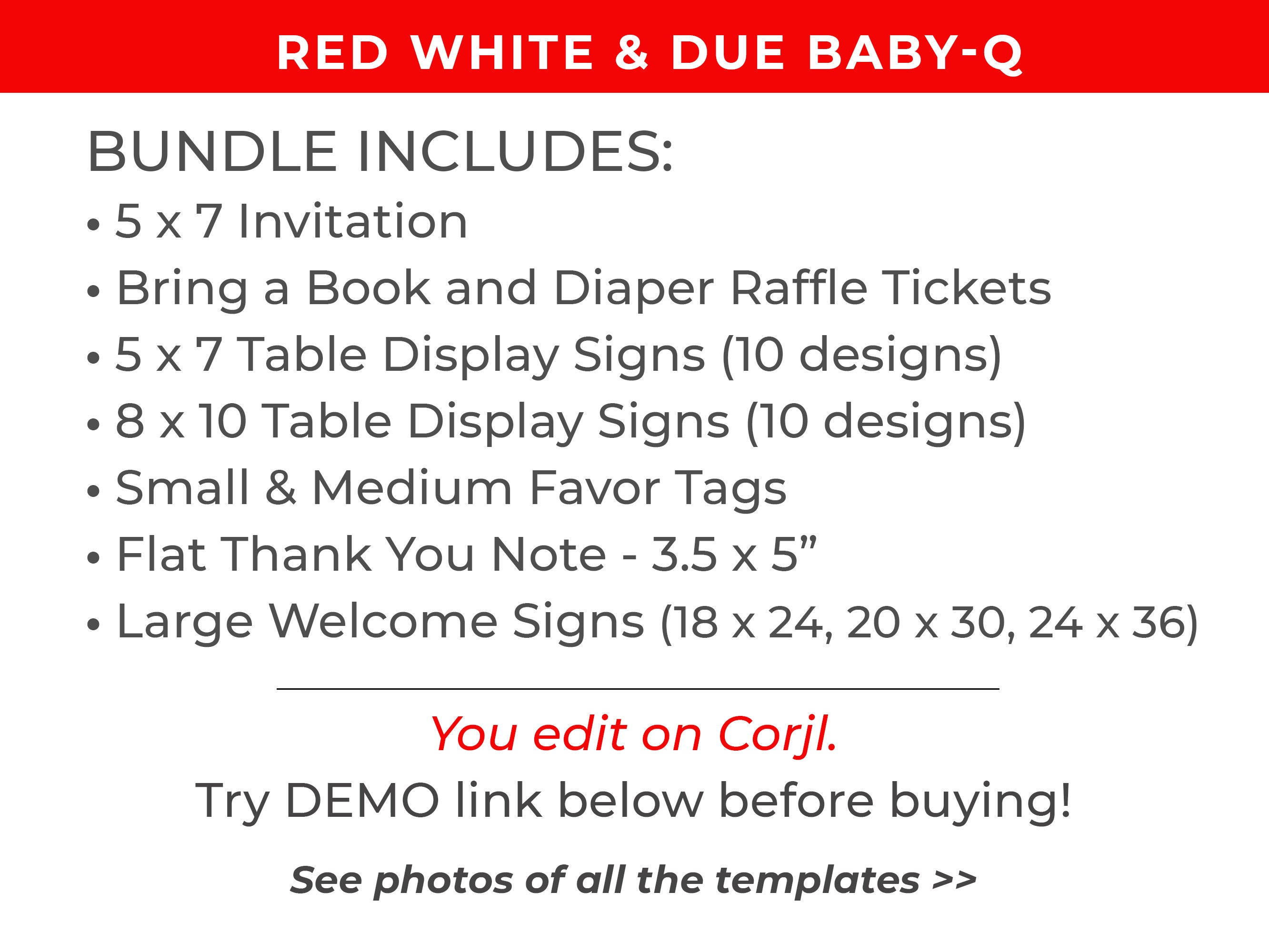 Red White and Due Baby Shower Bundle, Patriotic Babyq Shower ...