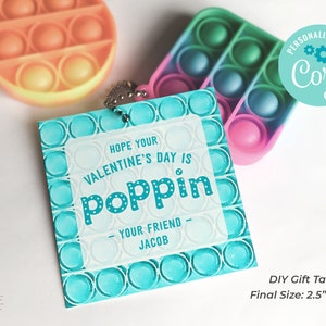 Valentine's Day Pop It Tags, Classroom Valentines, Printable Pop It ...