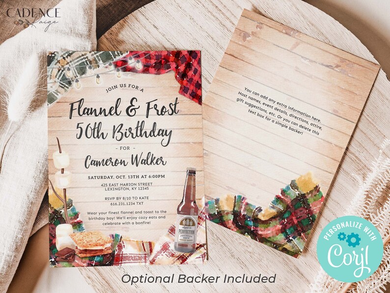 Flannel Birthday Invitation, Fall Adult Birthday Invite, Flannel ...