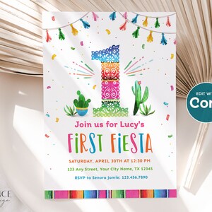 First Birthday Party Invitation for First Fiesta Invitation for 1st ...
