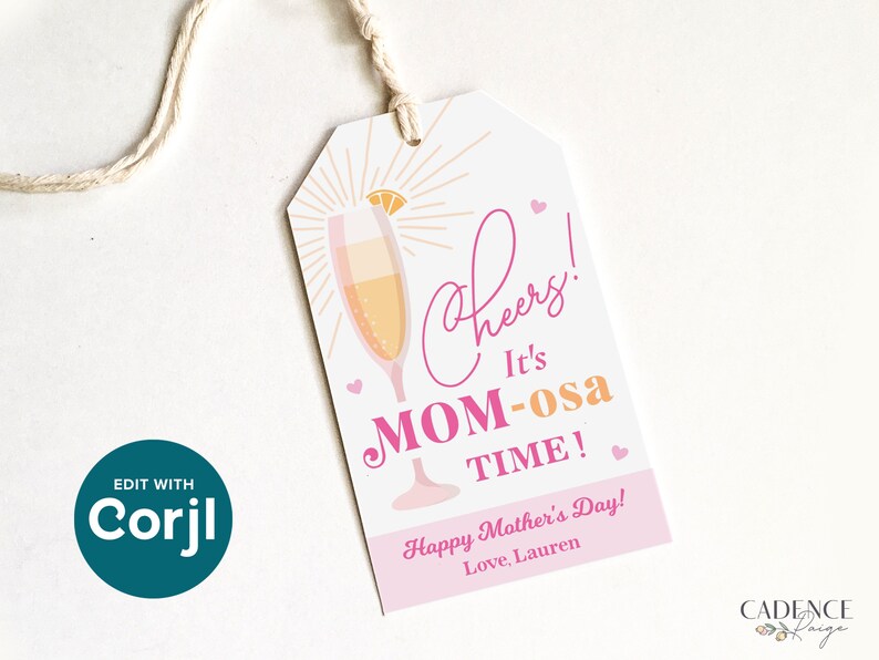 Mimosa Mother's Day Gift Tag, Mom-osa Gift Tag for Mother's Day, Gift ...