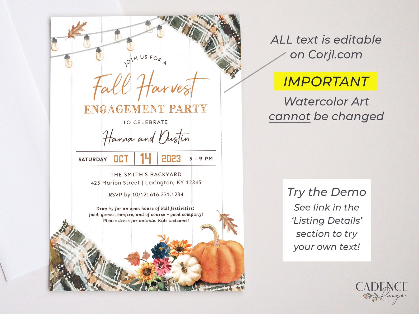 Fall Engagement Party Invitation, Fall Harvest Wedding Shower Invite ...