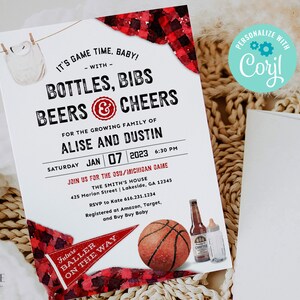 Basketball Baby Shower Invitation, Coed Baby Shower Invite, Basketball ...