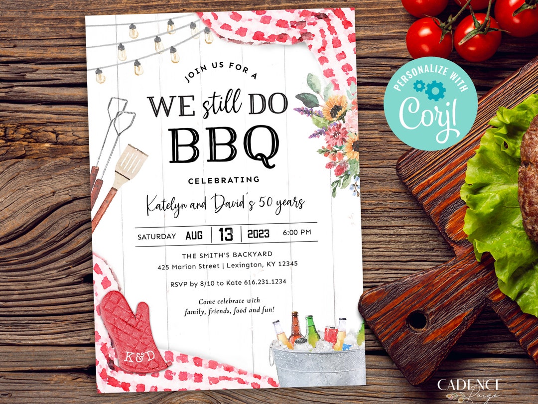 We Still Do BBQ Invitation, BBQ Anniversary Invitation, Backyard ...