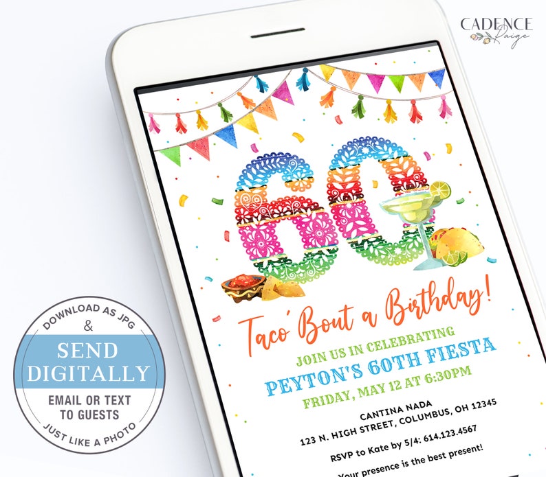60th Birthday Invitation Fiesta Theme Taco Bout 60 - Etsy