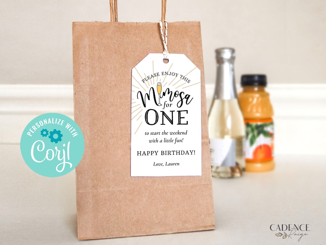 Mimosa Gift Tag, Fun Birthday Gift Tag, Gift for Coworker, for Neighbor ...