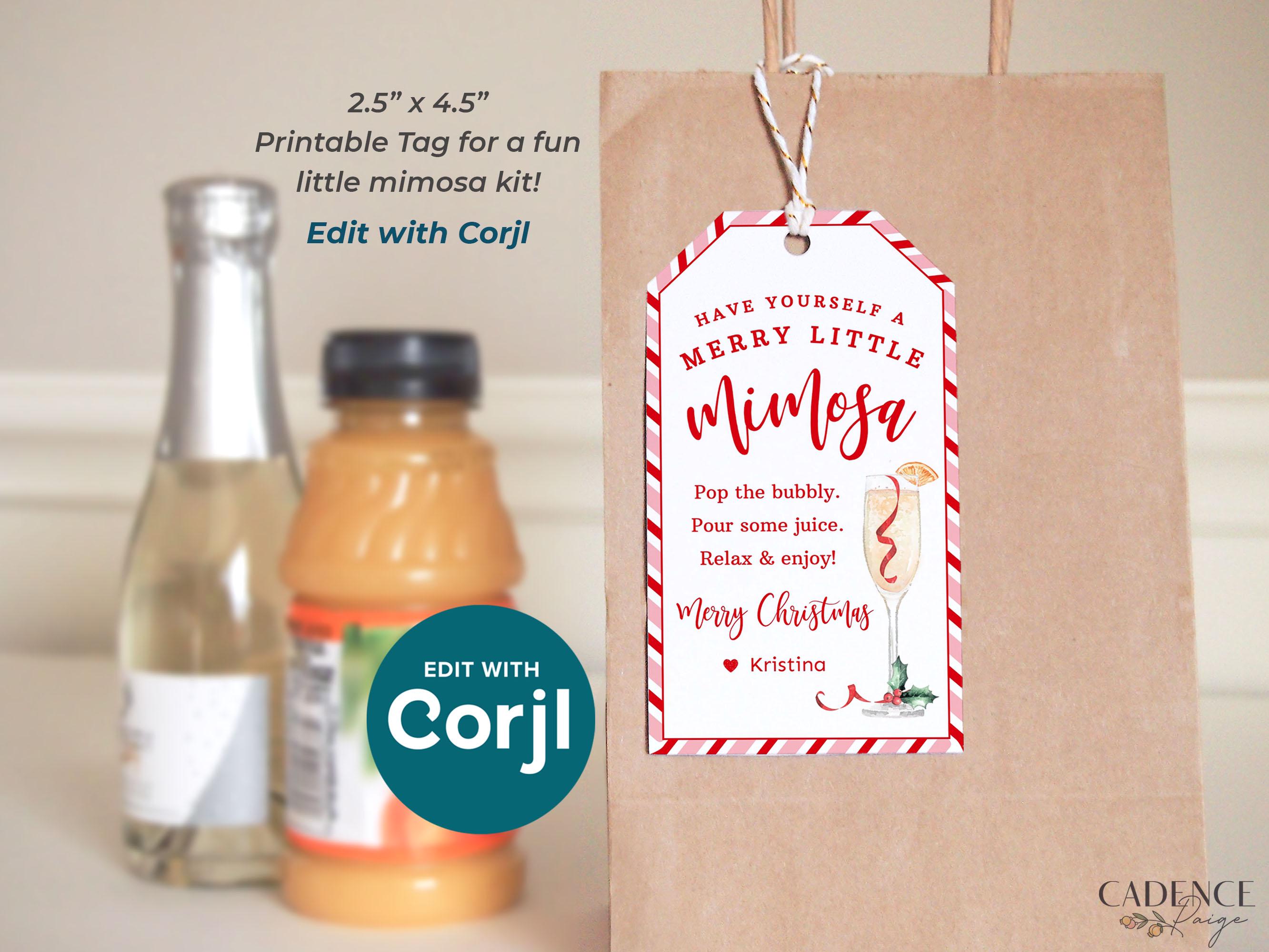 Christmas Mimosa Gift Tags, Christmas Morning Mimosa Gift Tags, Pink ...