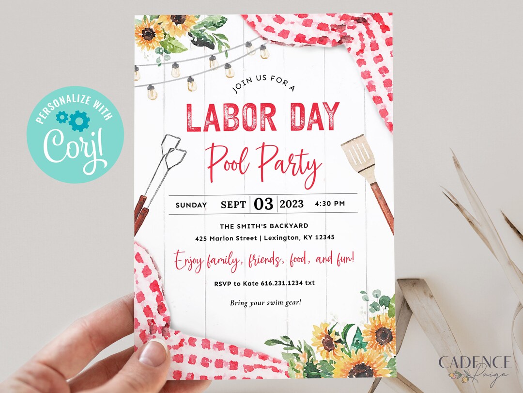 Labor Day Party Invitation, Summer Pool Party Invitation, Labor Day ...