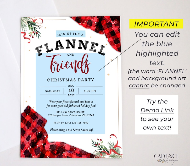 Flannel and Friends Holiday Party Invitation, Casual Holiday Party, Fun ...