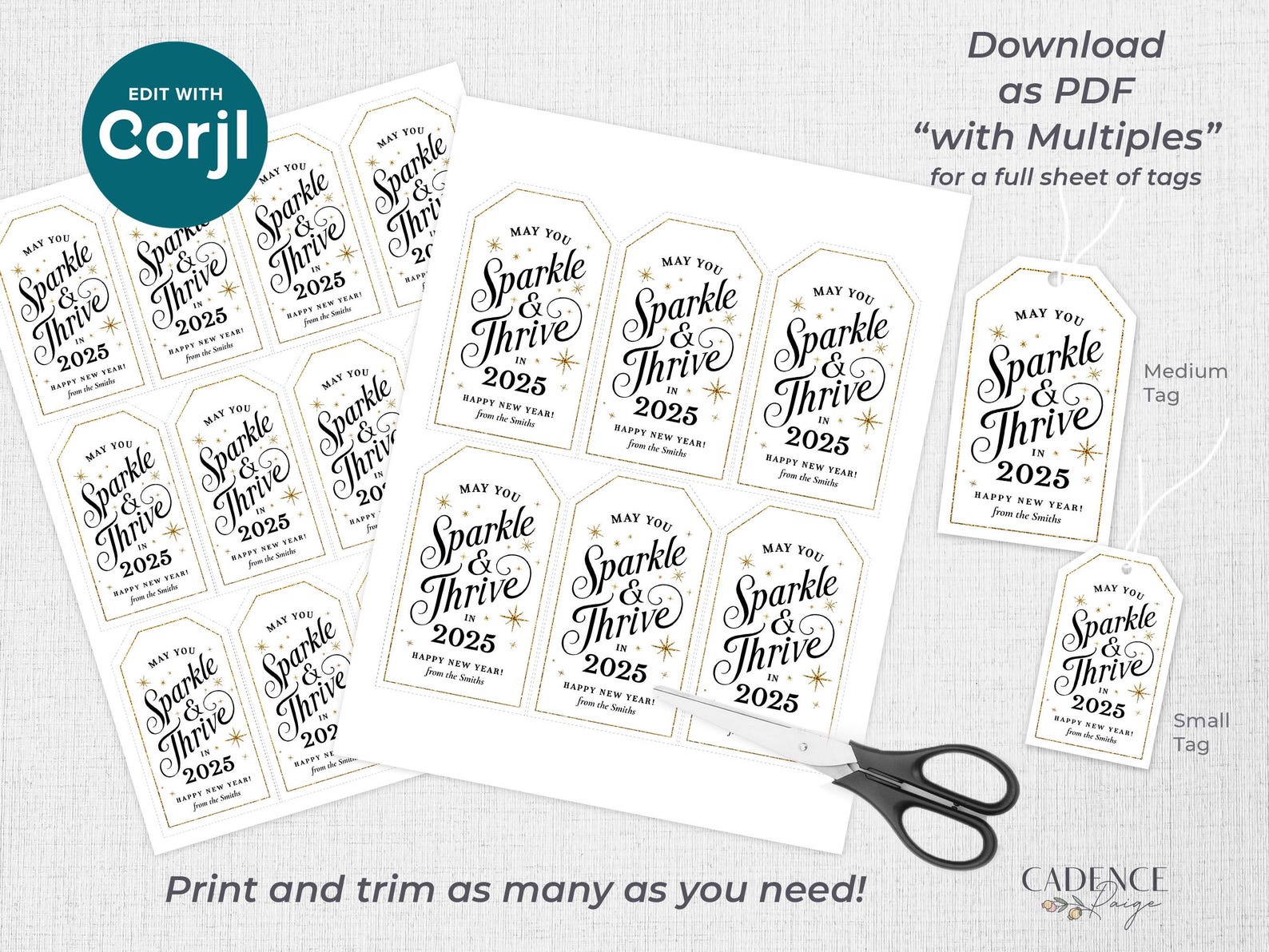 Happy New Year Gift Tag, Printable New Years Tag, New Years Eve ...