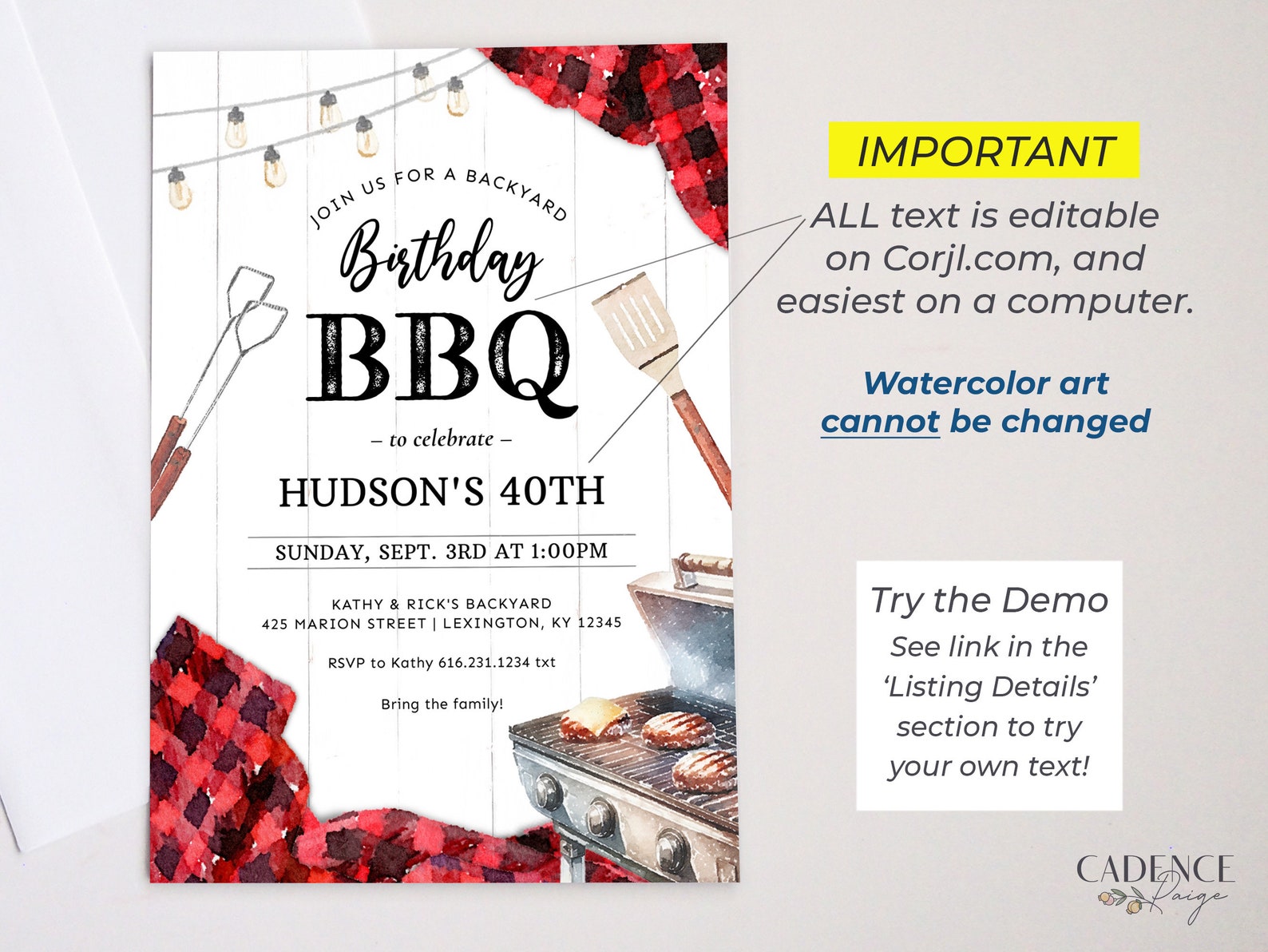 Birthday BBQ Invitation Backyard Birthday Cookout Invite for Dad 40th ...