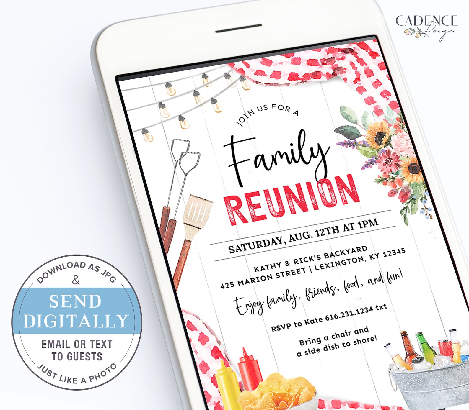 Family Reunion Invitation, Family Picnic Invitation, Reunion BBQ ...