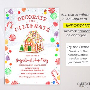 Gingerbread House Decorating Party Invitation, Fun Holiday Party ...