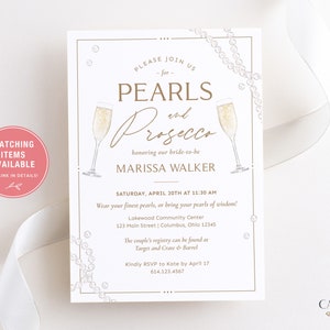 Pearls and Prosecco Bridal Shower Table Signs, Gold and White Bridal ...