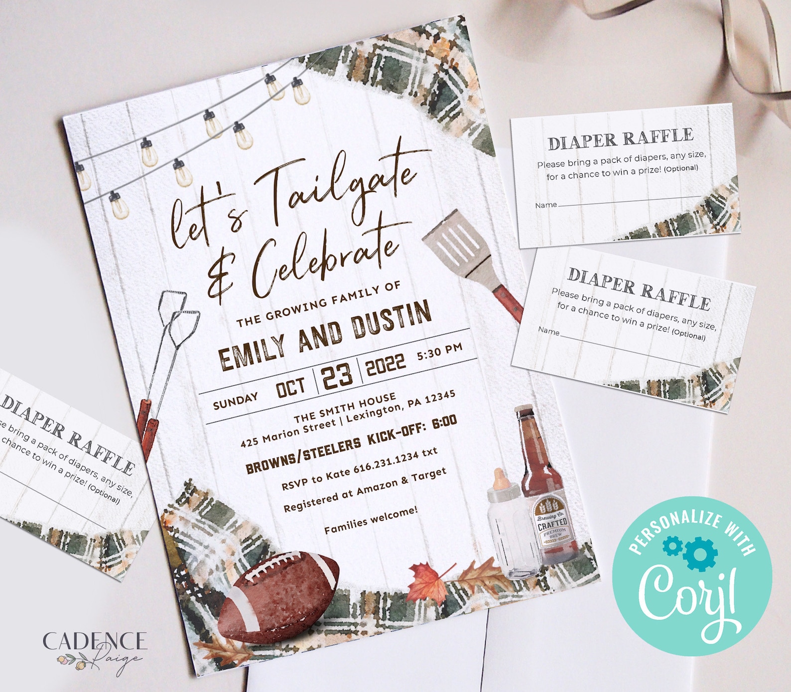 Tailgate and Celebrate Baby Shower Invite, Football Baby Shower ...