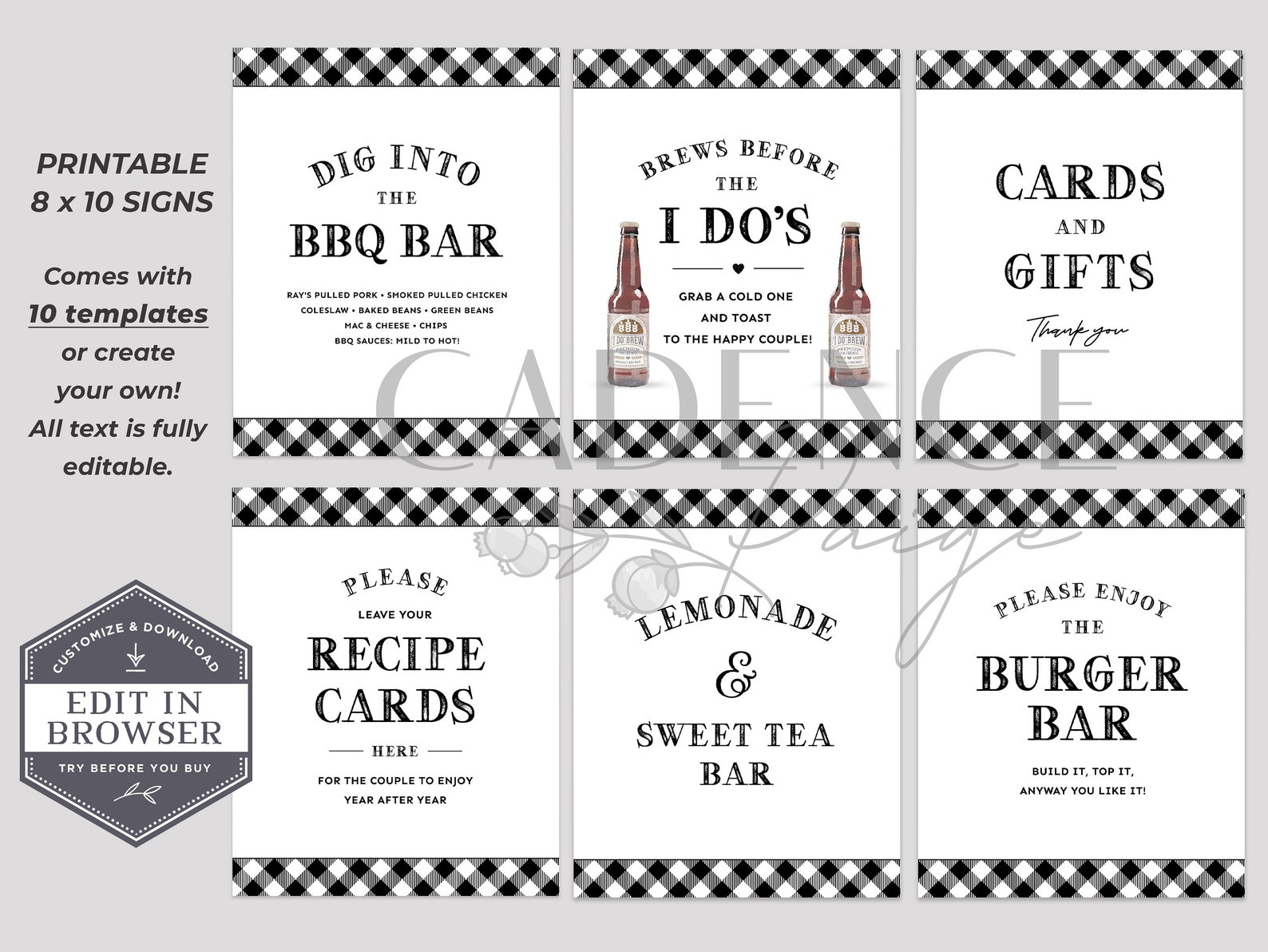Printable I Do BBQ Shower Signs, Black and White BBQ Signs, 8 X 10 Bbq ...