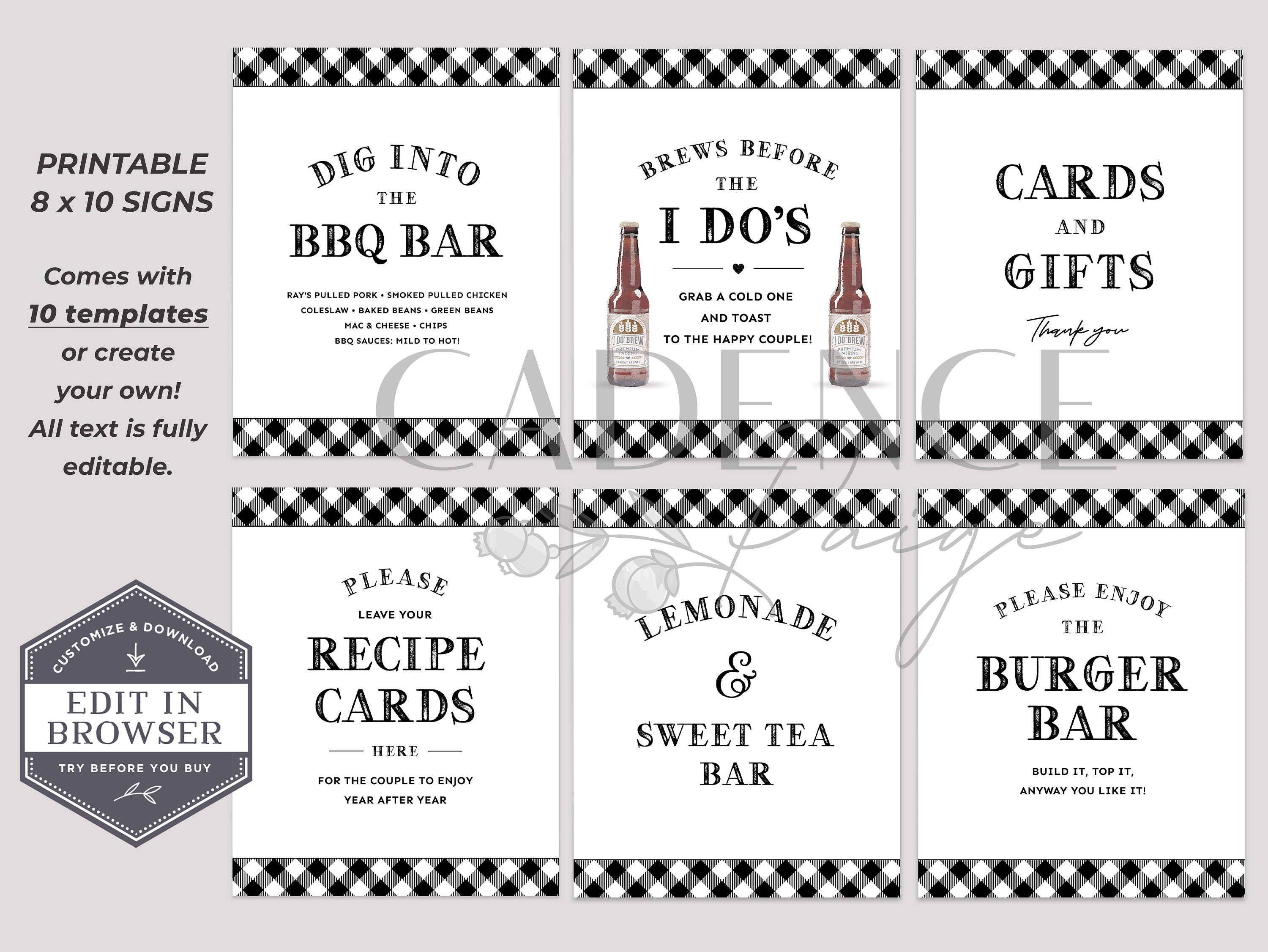 Printable I Do BBQ Shower Signs, Black and White BBQ Signs, 8 X 10 Bbq ...
