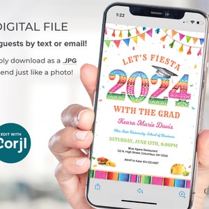Graduation Party Fiesta Invitation for Mexican Theme Grad Party Invite ...