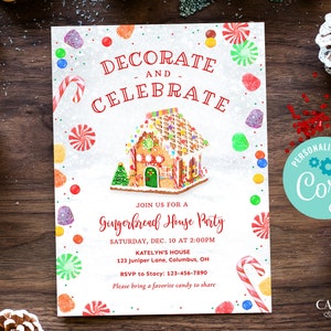Gingerbread House Decorating Party Invitation, Fun Holiday Party ...