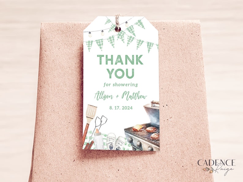 Printable Bun in the Oven Favor Tags Babyq Green Baby Shower BBQ Favors ...