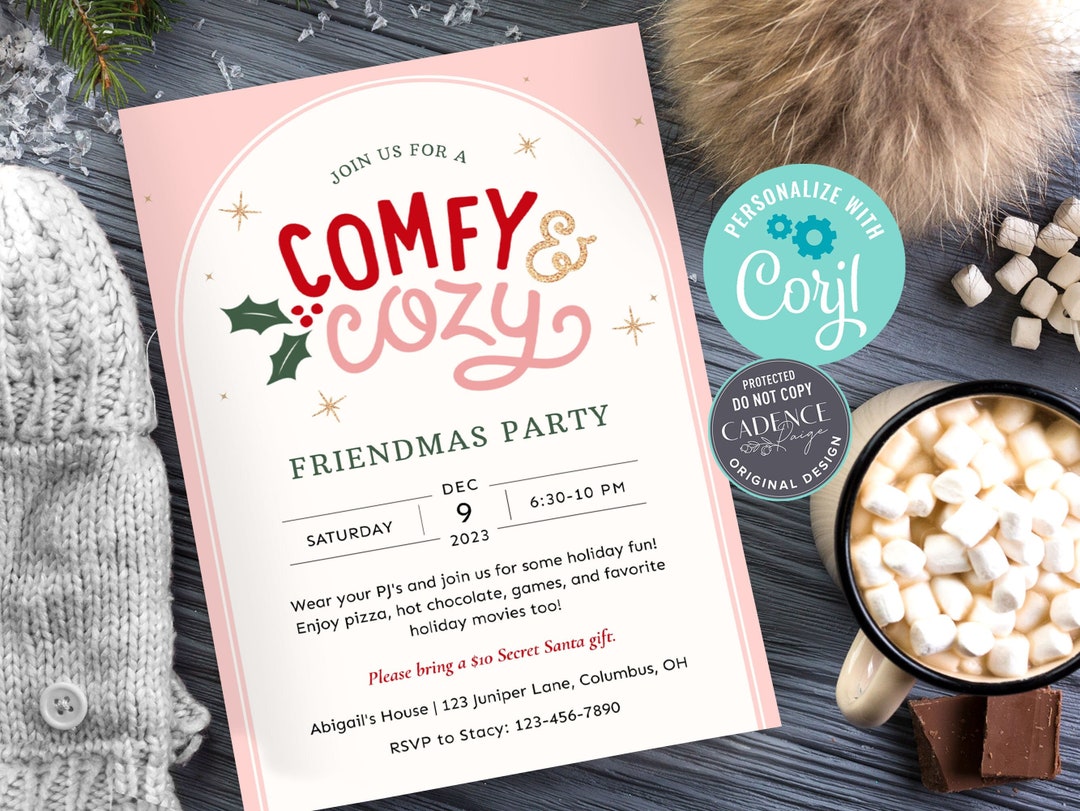 Comfy and Cozy Christmas Party Invitation, Christmas PJ Party ...